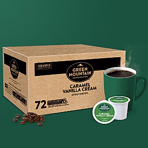 Green Mountain Coffee Roasters Caramel Vanilla Cream, Single-Serve Keurig K-Cup Pods, Flavored Light Roast Coffee, 12 Count (Pack of 6)