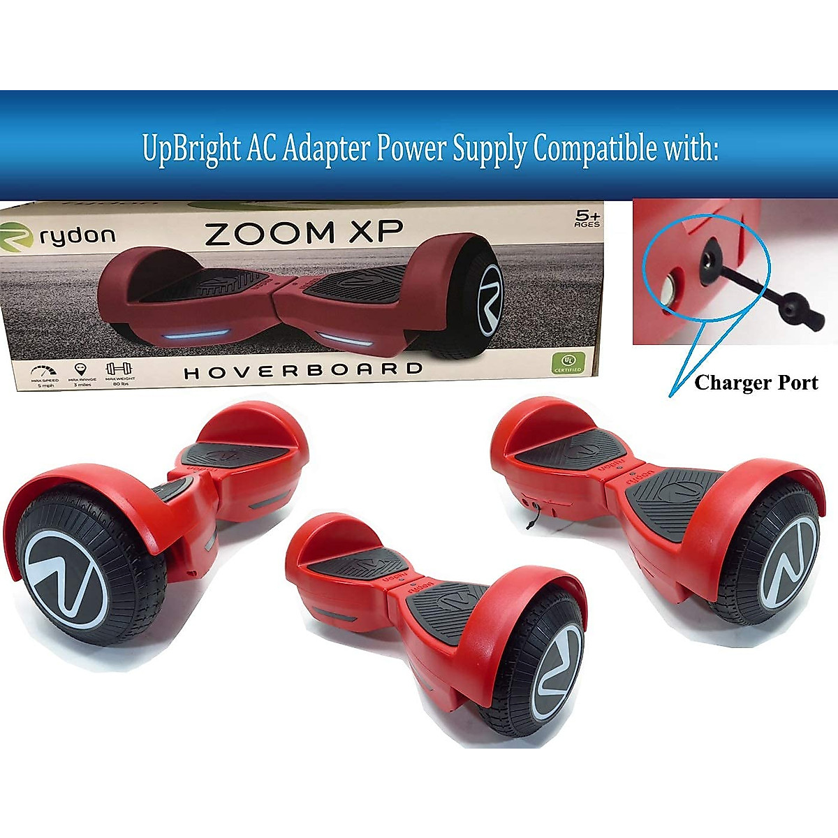 UpBright 25.2V AC/DC Adapter Compatible with Rydon Zoom XP RYD-ZOM 22.2V 2000mAh Li-ion Battery Hover Electric Scooter Board RYD-ZOM-RED RYDZOM 082-07-7721 FY0132520400 25.2VDC Power Supply Charger