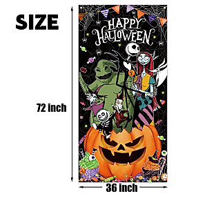 Halloween Decorations Christmas Nightmare Before Door Cover Jack Sally Gothic Banner Day of The Dead Halloween Decorations for Home Party
