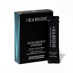 HigherDOSE HIGH-DRATION Electrolytes Powder No Sugar Added – Energizing Paleo & Keto Friendly Post Workout Recovery Drink Hydrate Packets Made With Real Watermelon & Coconut – 15 Servings