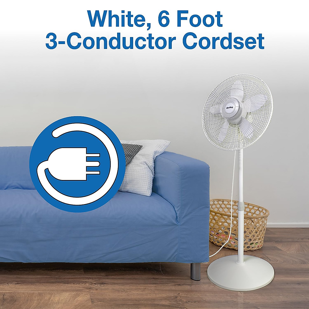 Air King 9119 18-Inch 3-Speed Commercial Grade Adjustable Oscillating Pedestal Fan, 1/20-Horsepower, White