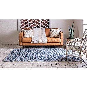 Unique Loom Outdoor Safari Collection Area Rug - Leopard (7' 1" x 10' Rectangle, Blue/ Gray)