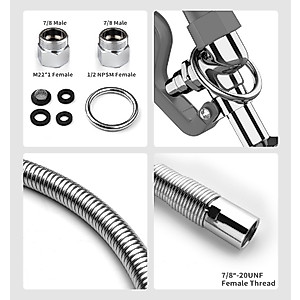 FAUAID Pre Rinse Spray Valve with 45” Stainless-Steel Pre Rinse Hose,1.42 GPM Pre Rinse Sprayer Commercial Sink Sprayer with Ergonomic Handle Commercial Faucet Parts,Fit for Dish Washing Sprayer（Gray）
