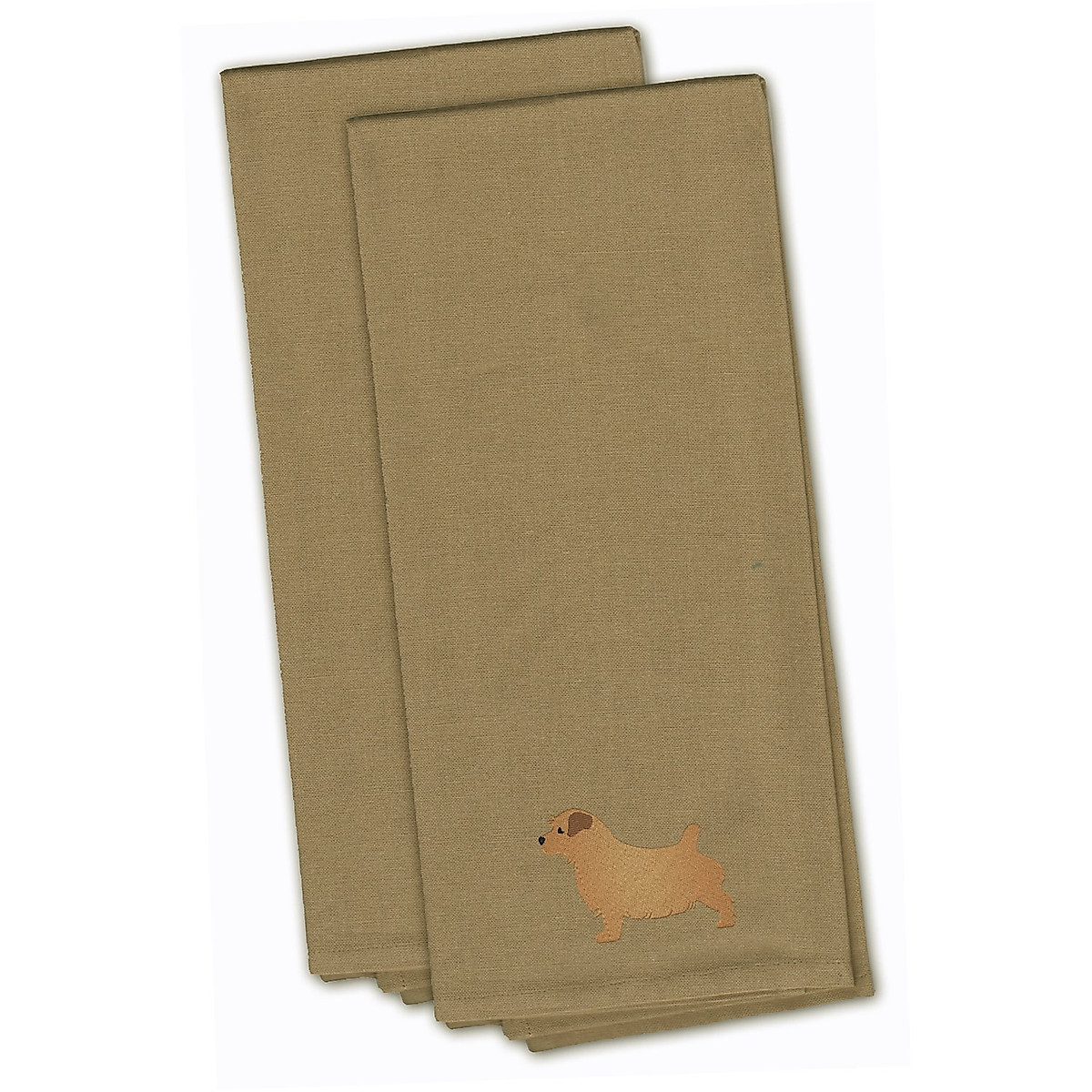 Caroline's Treasures BB3409TNTWE Norfolk Terrier Tan Embroidered Towel Set of 2 Decorative Bathroom Guest Hand Towel for Hand, Face, Tea, Dishcloth, 19 X 25, Tan