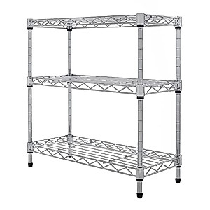 Seville Classics Compact Mini Desktop 3-Tier Metal Steel Wire Shelf Organizer Unit Shelving for Cabinets, Bath, Kitchen, Countertop, 17. 5" W x 7. 5" D, Chrome