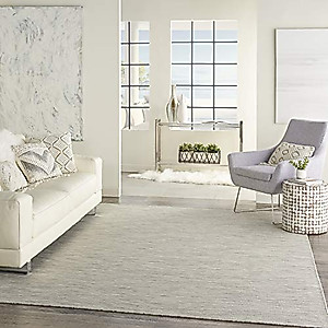 Nourison Positano Indoor-Outdoor Light Grey 8' x 10' Area Rug, Easy Cleaning, Non Shedding, Bed Room, Living Room, Dining Room, Backyard, Deck, Patio (8x10)