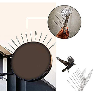 Yerdos Durable All Stainless Steel Bird Spikes Kit - Metal Bird Deterrent Device for Deterring Pigeons, Crows, Woodpeckers(3 Pack)