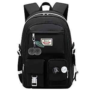 Teens Girls School Backpack Travel Backpack College Laptop Backpacks, 18 Inch Durable Water Resistant Bookbags for Boys Girls Students Women (Black)