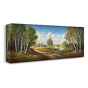 ArtDirect Birch Lane at HORNI RYBNIKY 48x20 Huge Gallery Wrapped Canvas Museum Art by Buchner, H.