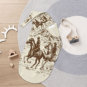 Qwalnely Swaddling Blanket for Baby, Sleeping Sacks, Unisex Baby Stuff with Hat, Western