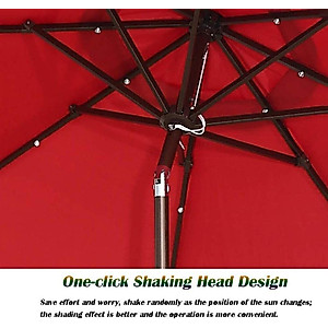 ROLTIN Outdoor Garden Parasols 10ft Outdoor Patio Umbrella with Solar LED Lights and Tilt, Garden Parasols for Pool/Lawn/Beach, Without Base