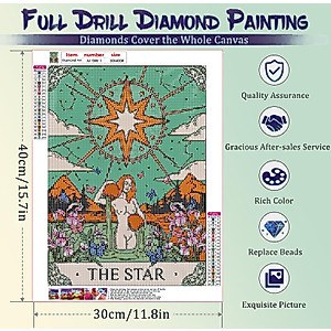 AIBOERL Diamond Painting Kits for Adults, 3 Pack Tarot Cards 5D Diamond Art Kits, Full Drill DIY Crafts for Adults Home Wall Decor Gift Diamond Dots Moon Sun Stars [11.8x15.7inch]