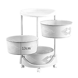 Multi-Layer Kitchen Storage Rack, Detachable Breathable Rotating Fruit Vegetable Organizer, with Lockable Casters, for Kitchen Bedroom, Bathroom,3 Tier