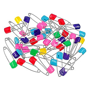 Kinteshun Baby Safety Pins,Kid Secure Clips Diaper Bib Nappy Pin with Safe Lock(50pcs,1.6 inches,7 Assorted Candy Colors)
