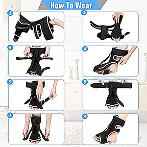 WOSHSHEN Plantar Fasciitis Night Splint, Adjustable Plantar Fasciitis Relief Night Splint for Women & Men, Relief Brace for Plantar Fasciitis Relief, Achilles Tendonitis and Foot Drop (Black, Large)