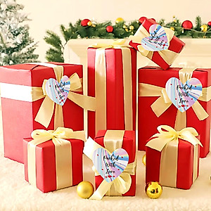 Happy Valentine's Day Stickers 1.5 inch Holographic Heart Stickers Wedding Favor Thank You Labels for Envelope Seals Business Package 500 pcs Per Roll Sealed Labels for Envelope Seals