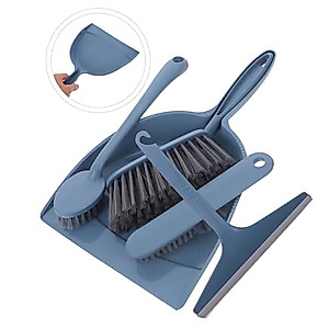 Anneome 1 Set Mini Broom Set Dust Pan Handheld Broom Crevice Cleaning Brush Hand Broom Brush Gaps Cleaning Brush Whisk Broom Small Handle Desk Brooms Small Brush and Dustpan Pp Blue