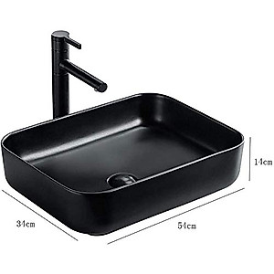 Bathroom Vanity Sink Tops Bathroom Vessel Sinks Matte Black Ceramic Countertop, Container Tub Type Basin Sink for Toilet, Vanity Cabinet