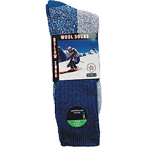 Diamond Star Merino Wool Socks 6 Pairs Thermal Socks Insulated for Cold Weather Winter Socks For Men & Women 10-13 (3 Black,1Red,1Grey,1Royal Blue)