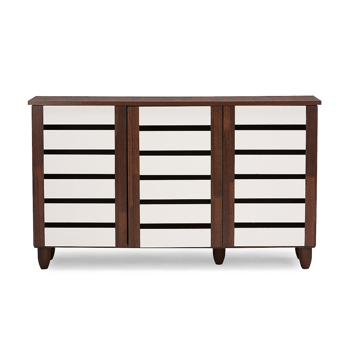 Baxton Studio Wholesale Interiors Gisela Oak and White 2-Tone Shoe Cabinet with 3 Doors