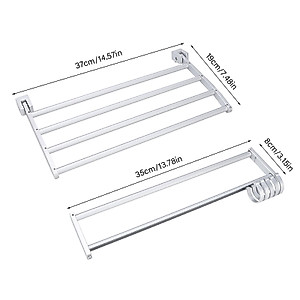 Double Layer Towel Rack, Bathroom Space Saving Towel Shelf, Wall Moted Towel Holder with Towel Hooks