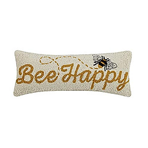 Peking Handicraft 30JES1744C20OB Bee Happy Wool and Cotton Pillow 8 X 20 inch, Multicolor