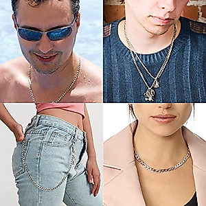 Jishi 16ft Cuban Link Chain Roll 6mm Silver Stainless Steel Necklace Chains for Jewelry Making, DIY Necklace Bracelet Crafts Supplies Findings, Metal Cuban Link Chain w/Lobster Clasps, Jump Rings