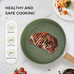 MAISON ARTS 17-Piece Pots and Pans Set - Kitchen Cookware Sets with Nonstick Granite Stone Coating, Suitable for Induction Cooktops, Green