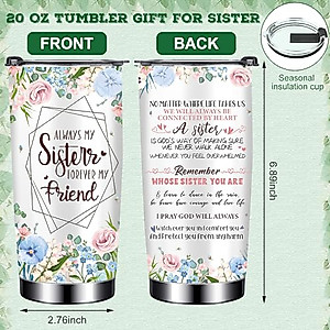 Silkfly 3 Pcs Sisters Gift Set from Sister Christmas Birthday Gifts for Women My Sister Forever My Friends Stainless Steel Tumbler Canvas Tote Bag Mothers Day Gifts for Girls Friends