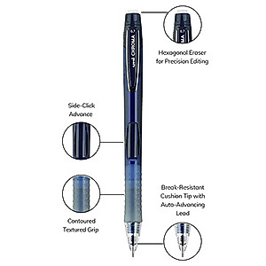 uni-ball CHROMA Mechanical Pencil, 0.7mm, HB #2, Cobalt Barrel, 12 Count