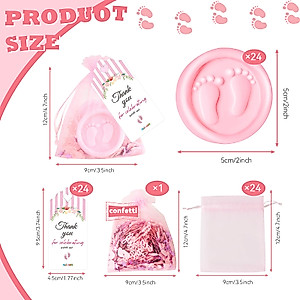 AIXIANG 24 Set Baby Shower Favors Soaps Handmade Pink Little Baby-feet Scented Soap Favors with Gift Bags and Thanks Tags for Baby Shower Favors and Decorations