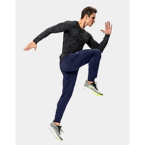 G Gradual Men's Sweatpants with Zipper Pockets Athletic Pants Traning Track Pants Joggers for Men Soccer, Running, Workout(Navy,L)