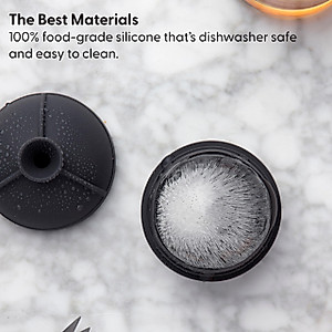 W&P Peak Silicone Single Sphere Ice Mold w/ Cover | Charcoal | Easy to Remove | Round Cocktail Whiskey Drink Ice Maker | Food Grade Premium Silicone | Dishwasher Safe, BPA Free