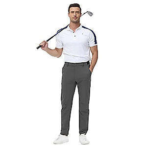 TBMPOY Mens Stretch Golf Pants Lightweight Quick Dry Casual Work Pant with 3 Pockets Dark Grey 36