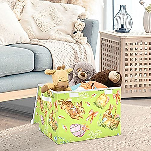 xigua Easter Storage Bins with Lids and Carrying Handle,Foldable Storage Boxes Organizer Containers Baskets Cube with Cover for Home Bedroom Closet Office Nursery
