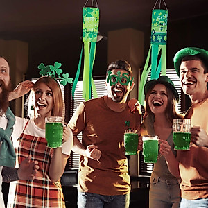 4 Pieces St. Patrick's Day Windsock Shamrock Windsock Flag Irish Green Truck Pattern Design Windsock Outdoor Hanging Decoration for St. Patrick's Day Backyard Garden Balcony Decor, 35 Inch