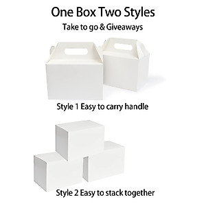 Happyhiram 30 CT Large Welcome Boxes with Handles White, 9x6x6 Gable Gift Easter Boxes Cardboard Paper Party Favor Boxes Barn Style Carry Out Box Recyclable Paper Gift Packaging Boxes for Food Box