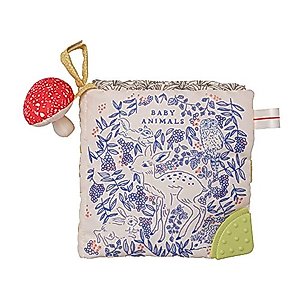 Manhattan Toy Deer One Soft Activity Crinkle Book & Fold Out Pat Mat for Baby , Toddler with Squeaker, Discovery Mirror and Teether Large