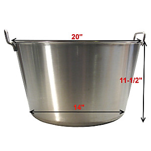 Cazo Grande Para Carnitas Extra Large 21" inch Stainless Steel Heavy Duty Acero Inoxidable Wok comal Fry