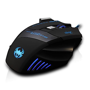 zelotes Wired Gaming Mouse with Fire Button,7200 DPI,7 Buttons,Ergonomic Design,LED Illumination,Corded Optical Mouse Mice for Laptop,PC,Mac,Black