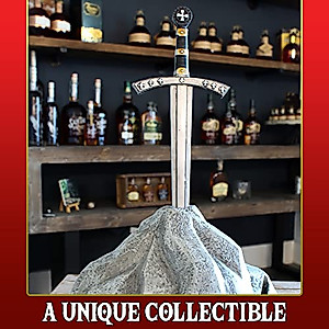 Esterno Sword in Stone Garden Statue (17x10x11 Inches), Arthurian Legend Yard Ornament Decor, Gray