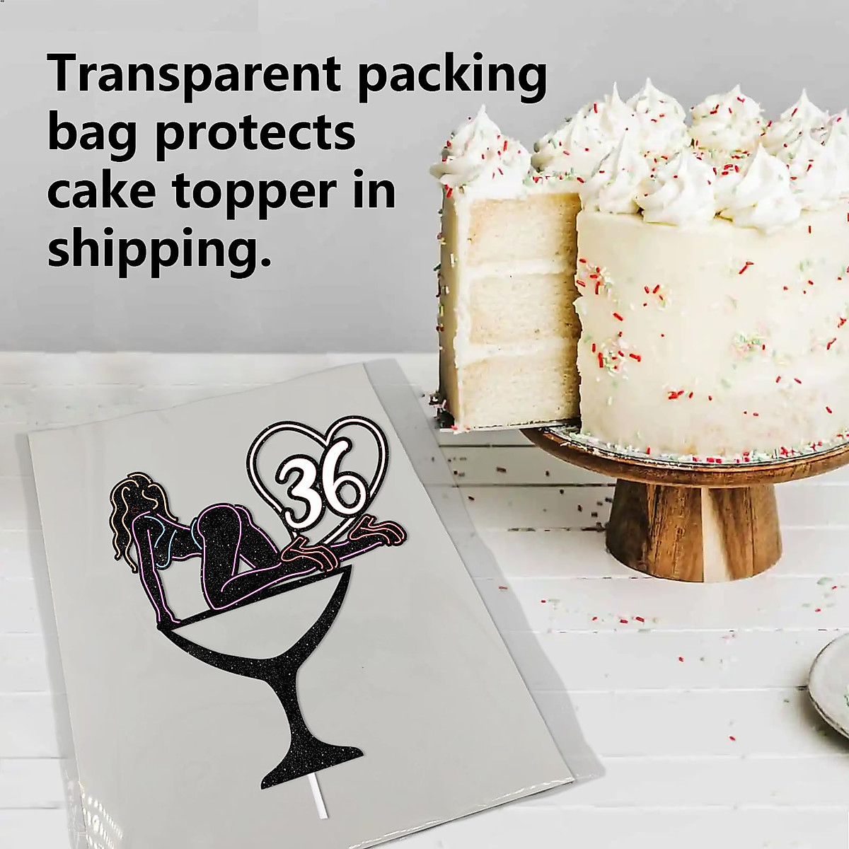 Glitter Crazy Girl 36 Cake Topper Let’s Glow Crazy Party Theme Decoration Supplies Women Girls Happy Birthday 36th Anniversary Party Decor Supplies