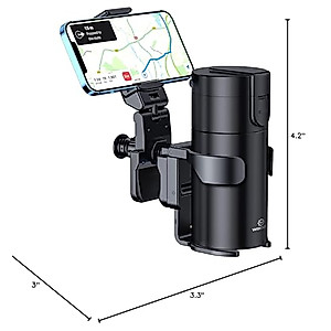 WixGear Stroller Cup Holder with Phone Stand Holder, 2-in-1 Universal Cup Phone Holder for Stroller, Wheelchair, Walker, (with New Phone Stand)