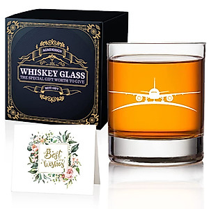 AGMdesign, Double sided Good Day Bad Day Don't Even Ask Airplane Pilot Flight Attendant Whiskey Glasses, Aviation Whiskey Glass Gifts for Him, Pilot, Husband, Brother, Dad, Grandpa