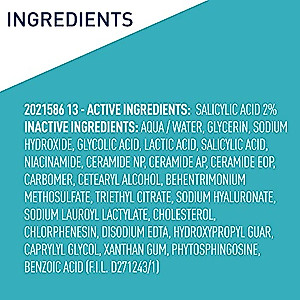 CeraVe Salicylic Acid Acne Treatment with Glycolic Acid and Lactic Acid | AHA/BHA Acne Gel for Face to Control and Clear Breakouts | Fragrance Free, Paraben Free, Oil Free & Non-Comedogenic|1.35 Ounce