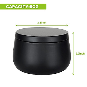 CYEAH 24 PCS Light Candle Tin, 8oz Candle Containers with Lid, Black Candle Jars for Candle Making, Arts & Crafts, Storage, Gifts, Making Party Supplies (Black)