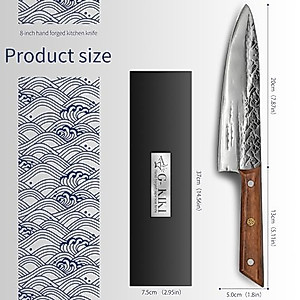 Professional Hand Forged Japanese Chef Knife 8 inch Kitchen Knives Super Sharp High Carbon Stainless Steel Chefs Knife Comfortable Cocobolo Wooden Handle with Gift Box