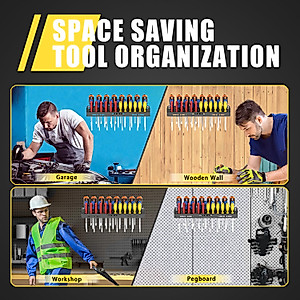 ValuXpro Screwdriver Organizer Wall Mount, Screwdriver Holder Storage Rack Tool for Workshop, Shed, Garage, Home, Stores up to 32 Screwdrivers or Small Tools