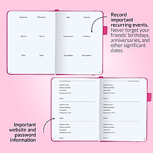 GoGirl Address Book – Telephone and Address Book with Alphabetic Tabs for Safely Storing Contacts, Small-Sized (4.0″ x 5.5″) PU Leather Hardcover – Hot Pink