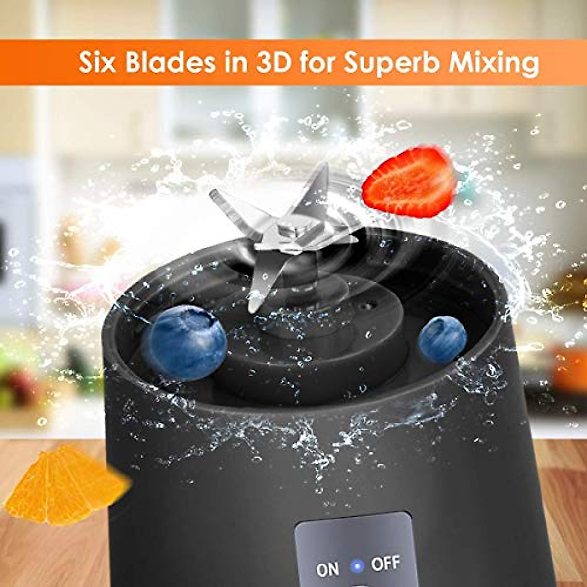 Portable Blender, Personal Blender for Shakes and Smoothies, Personal Size Blenders with USB Rechargeable Mini Fruit Juice Mixer, Mini Juicer Smoothie Blender Bottles Travel 380ML, Blue